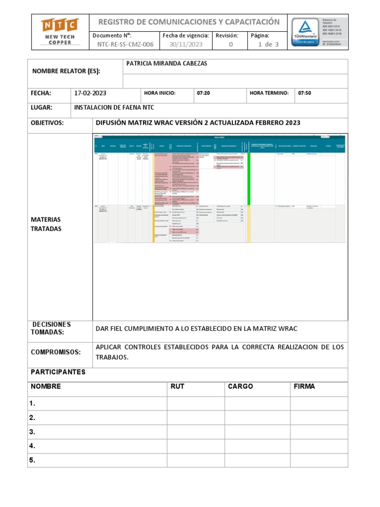 DIFUSIÓN MATRIZ WRAC | PDF