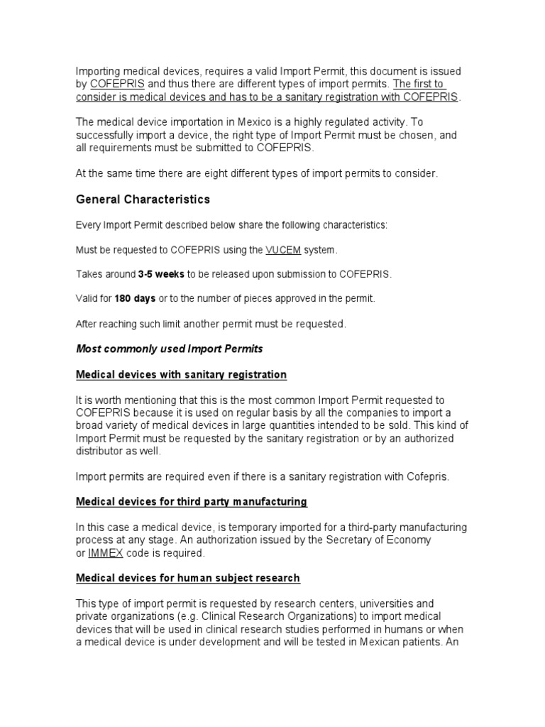 Importing Medical Devices Protocol English | Download Free PDF ...