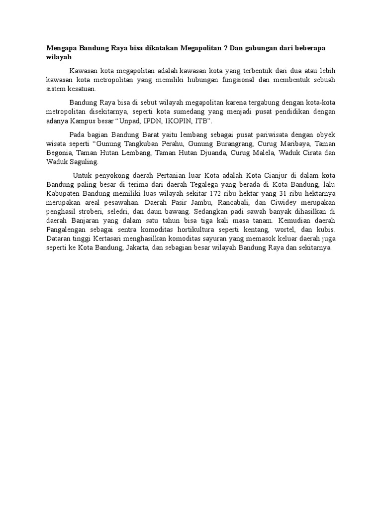 Bandung Raya: Kawasan Megapolitan | PDF