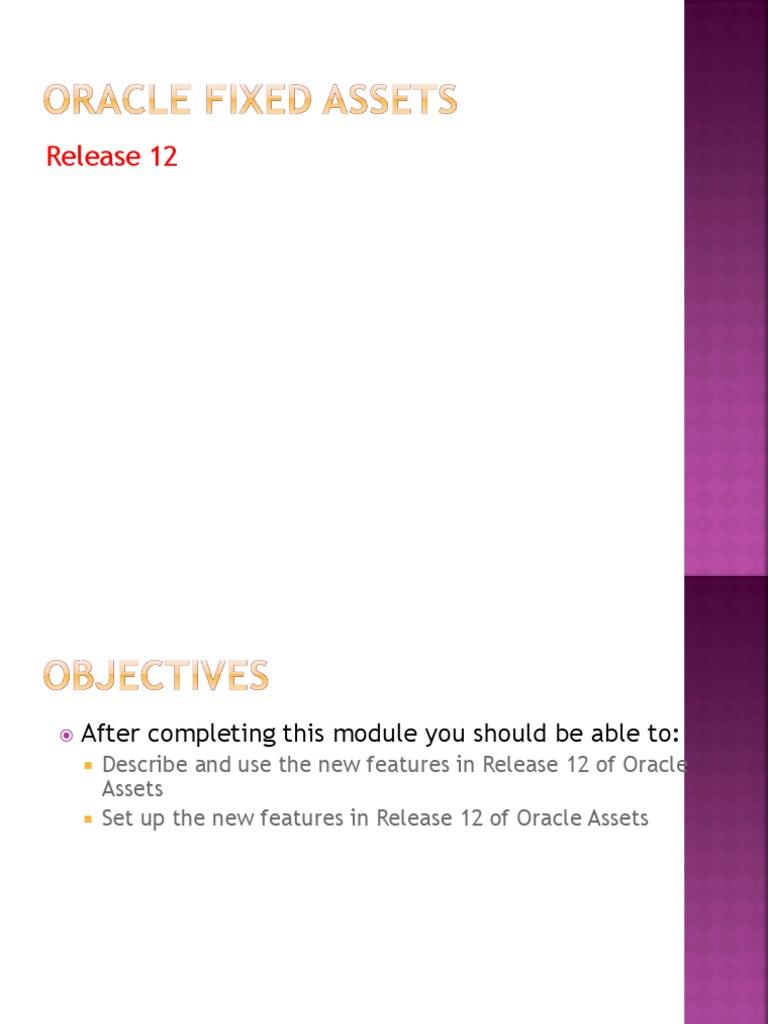 Oracle Fixed Assets | PDF | Technology & Engineering
