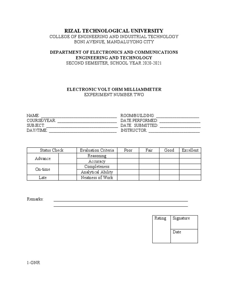 Experiment 2 VOM | PDF | Transistor | Electric Power