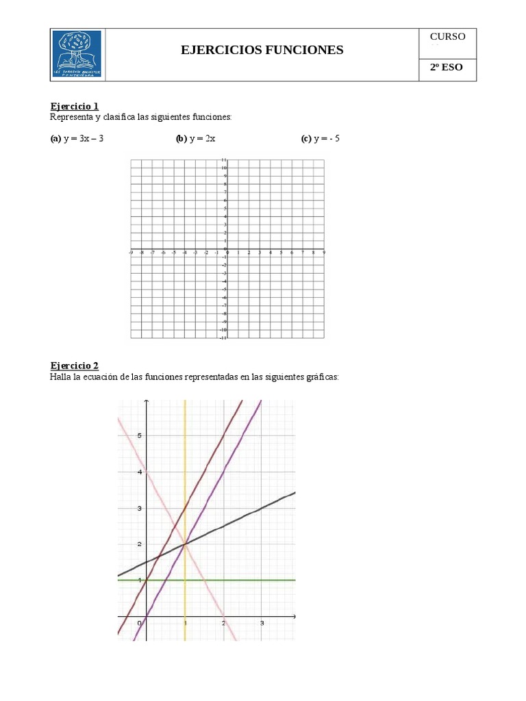 Ejercicios Funciones 2º ESO | PDF