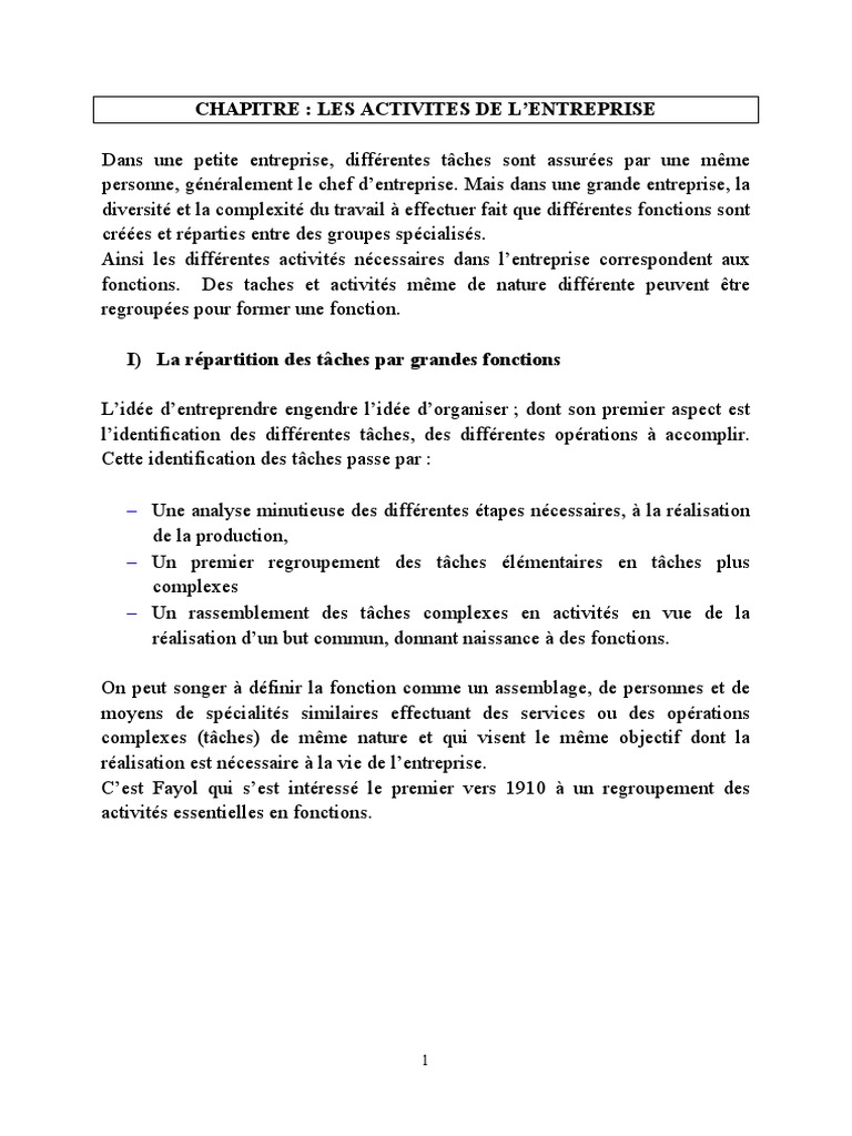 Chapitre Ii Les Fonctions de L'entreprise | PDF | Business | Comptabilité