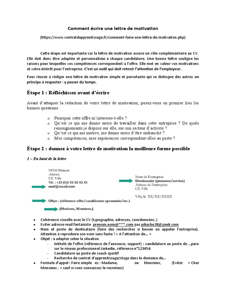 Comment Écrire - Une - Lettre - de - Motivation | PDF | Motivation | Motivant