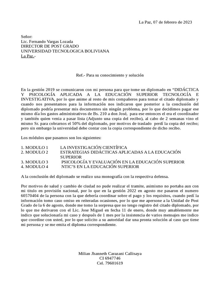 Carta Utb | PDF Carta Utb | PDF