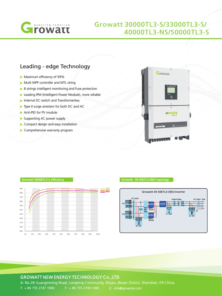 Growatt 30-50kW Inverter Datasheet | PDF | Mains Electricity | Power Supply