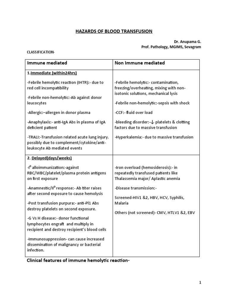 Hazards of Blood Transfusion | Download Free PDF | Blood Transfusion ...