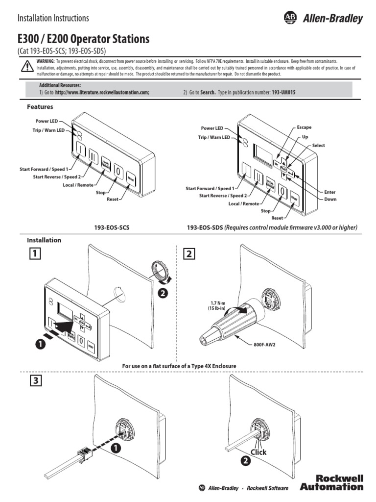 E300 / E200 Operator Stations: Installation Instructions | PDF