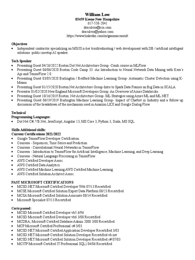 William Low (.NET Developer) | PDF