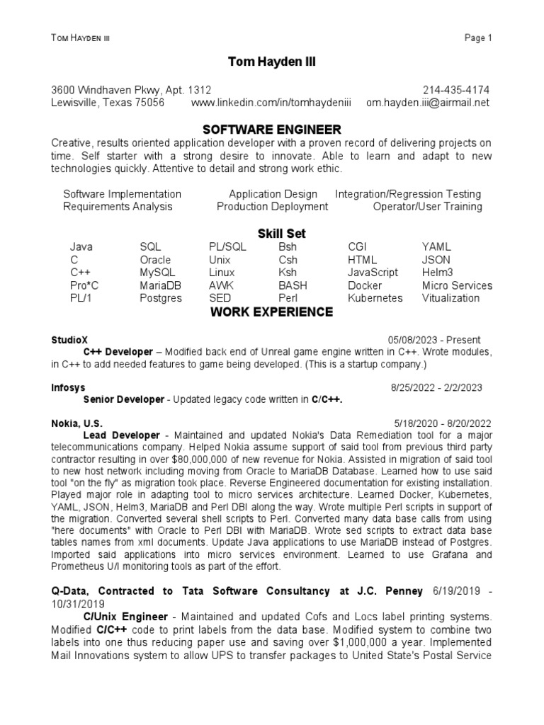 Hayden Tom Resume 2023 05 30 | PDF