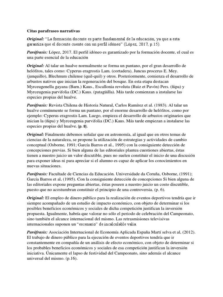 Citas parafraseo narrativas | PDF