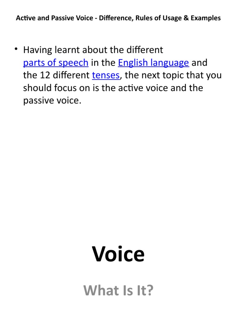 Active and Passive Voice - Difference, Rules &examples | PDF