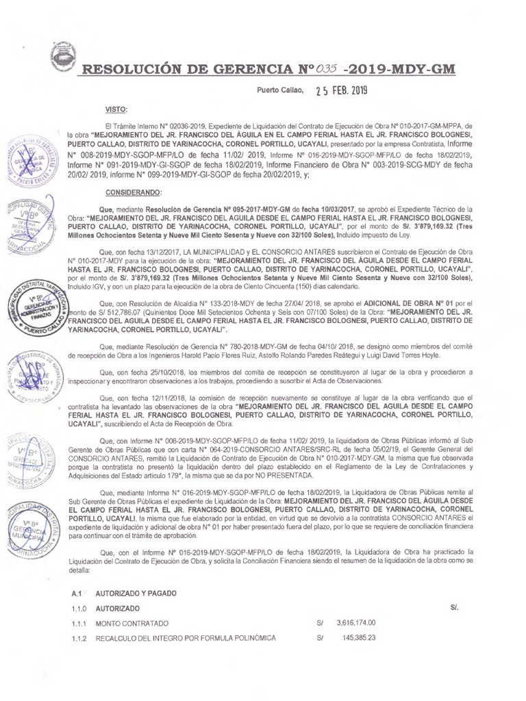 Resol Gerencia 035 2019 GM | PDF | Justicia | Crimen y violencia