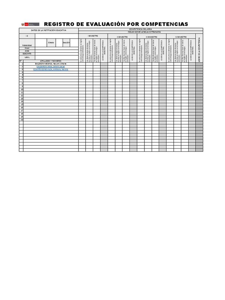 Registro Auxiliar Nivel Primaria +AMAUTA PERÚ | PDF