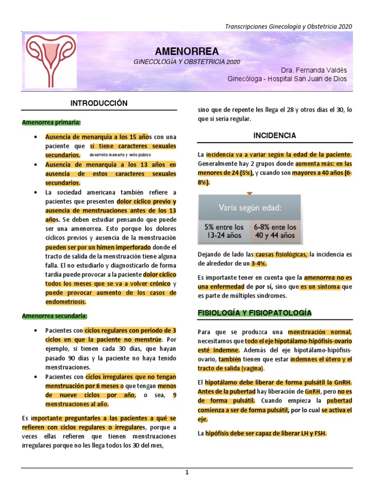 Amenorrea, MAC y Climaterio Destacado | PDF | Ciclo menstrual | Hormona ...
