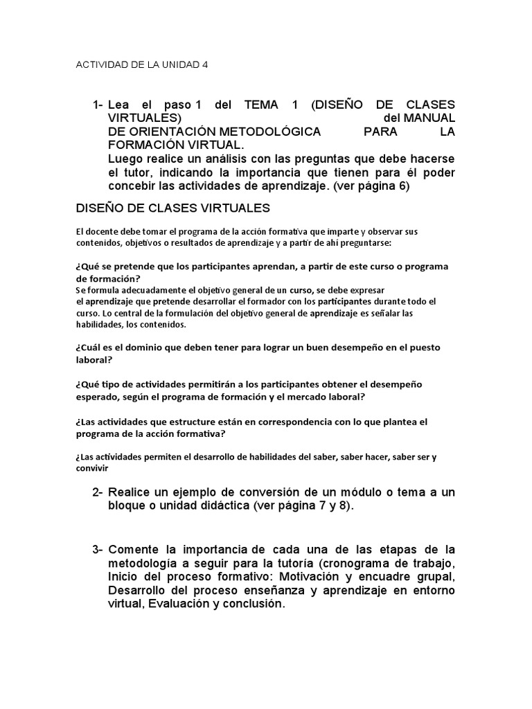 Actividad De La Unidad 4 Pdf