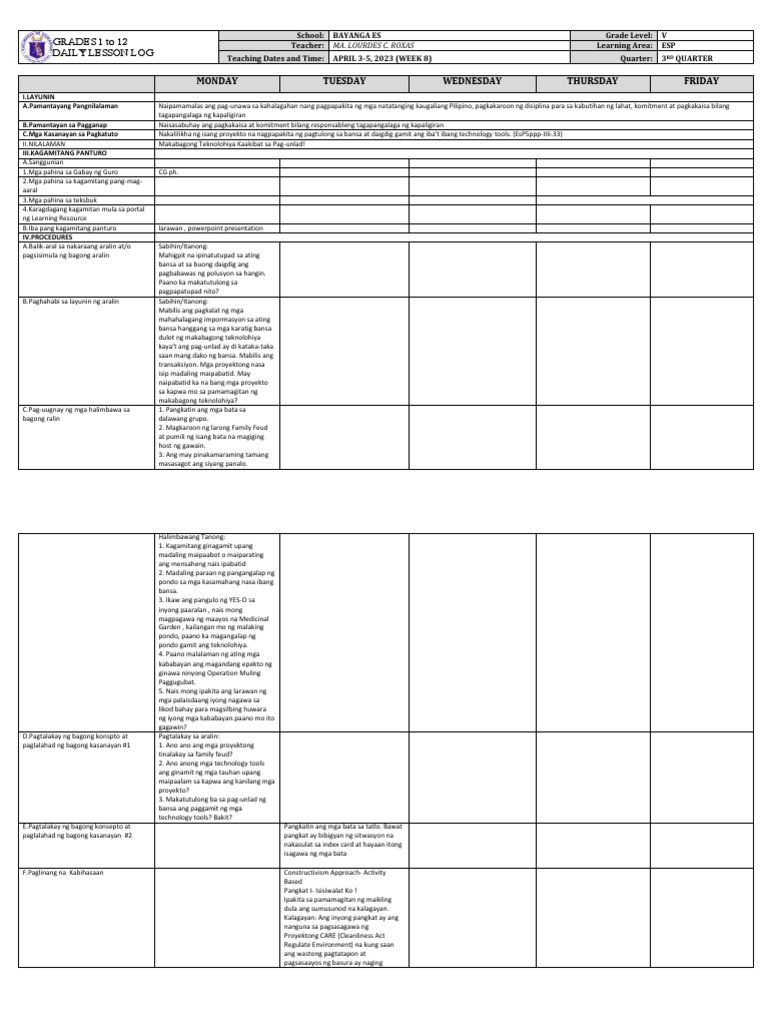 DLL - Esp 5 - Q3 - W8 | PDF