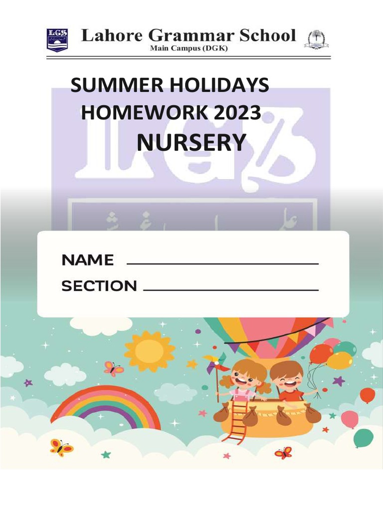 Class Nursery - Summer Holidays Homework 2023 (A) | PDF | Books