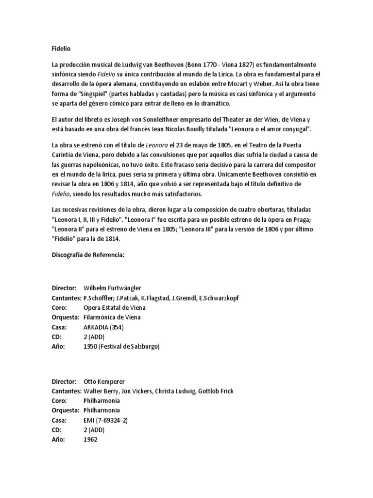 Libreto Fidelio | PDF | Ludwig Van Beethoven | Ópera
