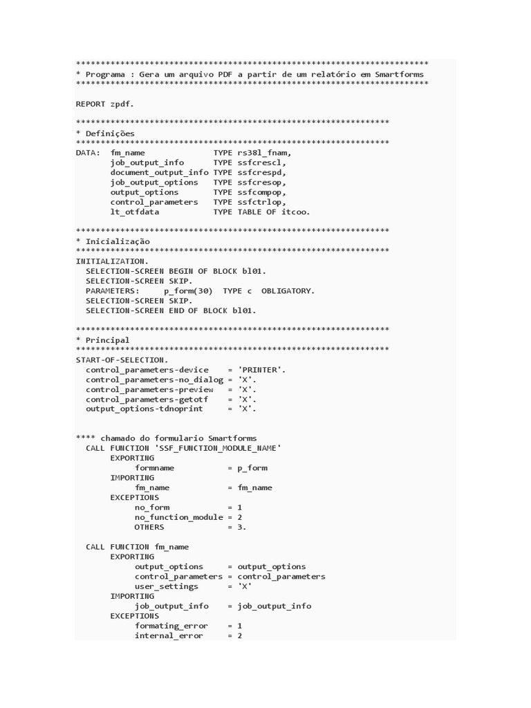 Arquivo PDF Smartforms ABAP | PDF
