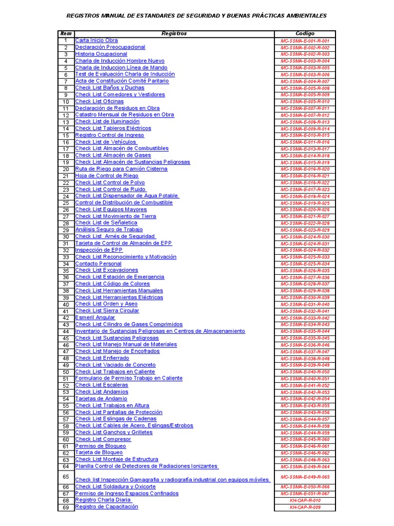 01.formatos Manual de Estandares Ver. 00 | PDF | Seguridad y salud ...