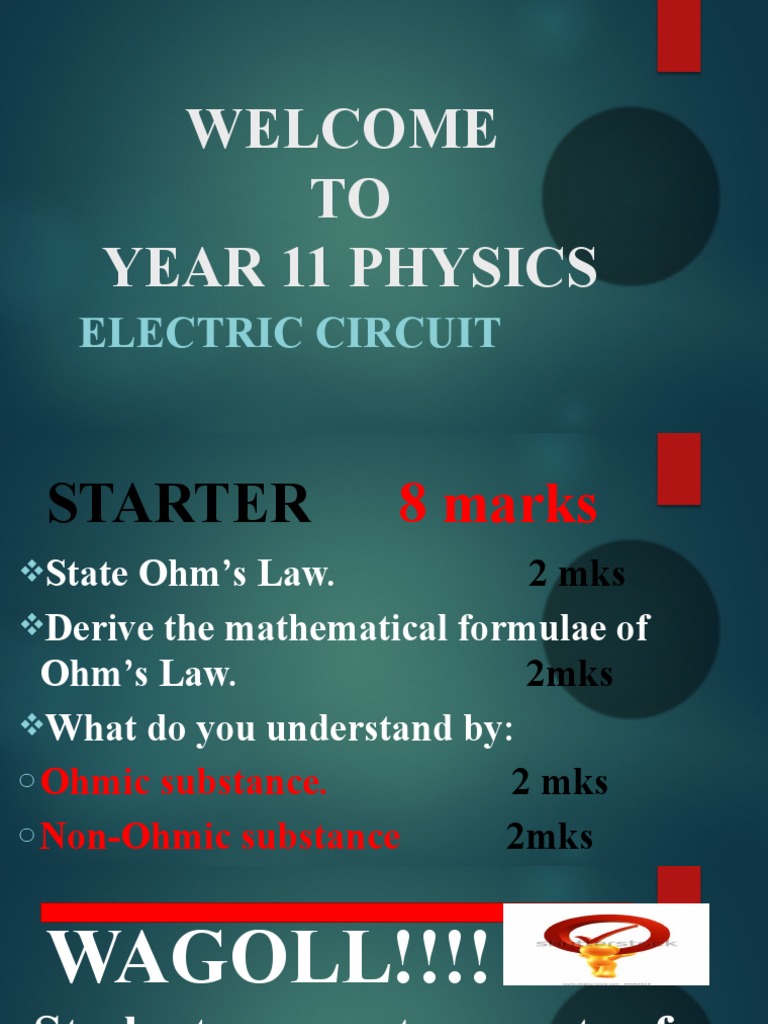 Year 11 Electric Circuits Overview | PDF | Series And Parallel Circuits ...
