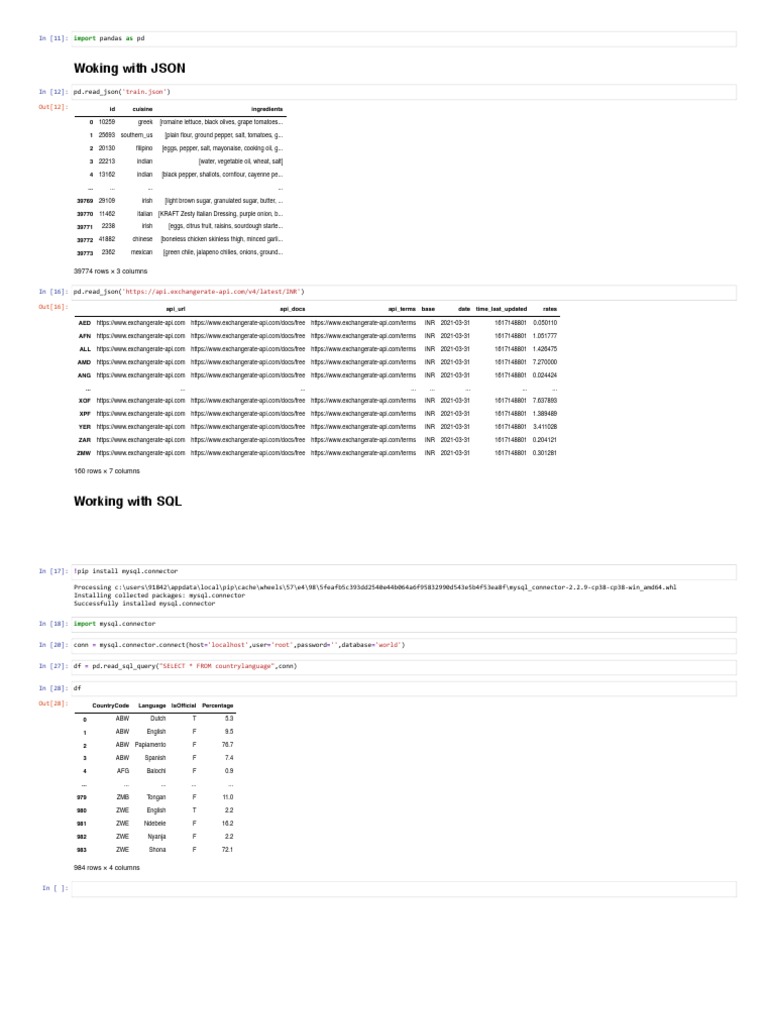 working with json and sql files cheatsheet | PDF working with json and sql files cheatsheet | PDF