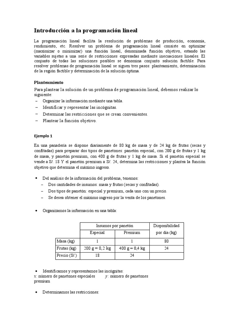 Programacion Lineal | PDF | Programación lineal | Matemáticas Aplicadas