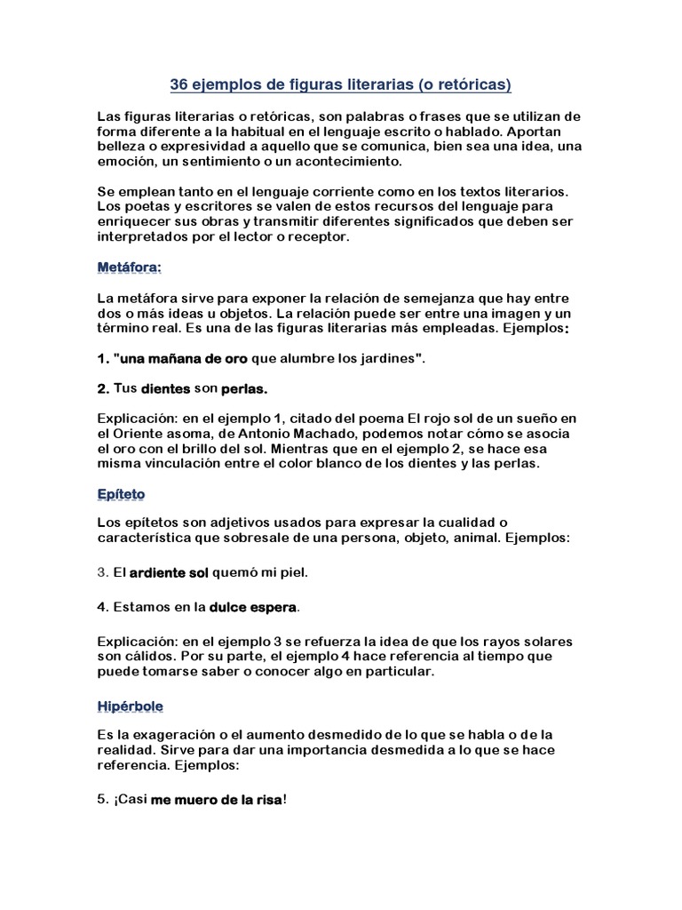 36 ejemplos de figuras literarias | PDF