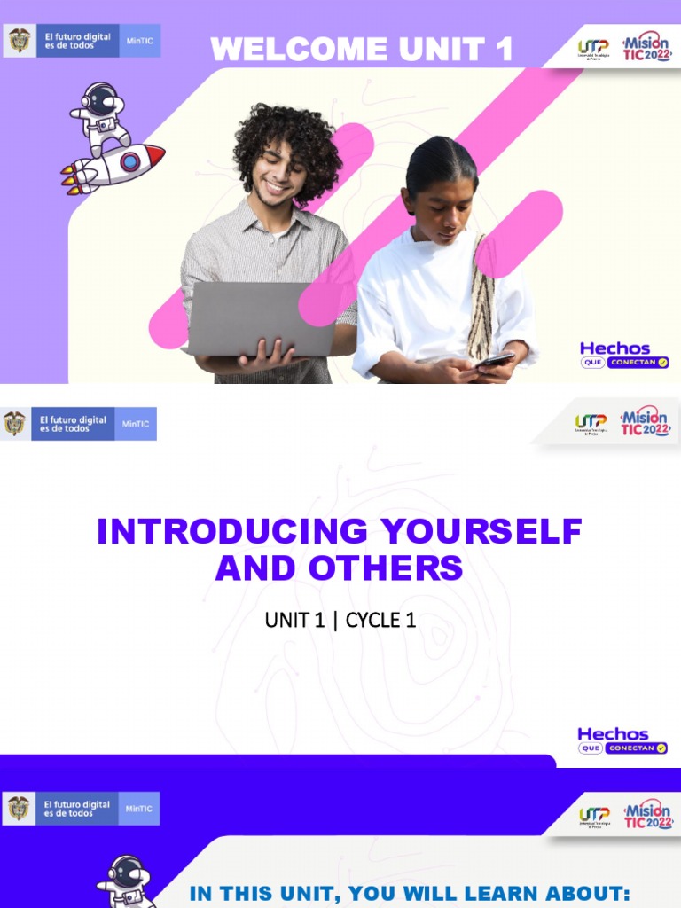 UNIT 1 - INTRODUCING YOURSELF AND OTHERS - Ciclo1 | PDF
