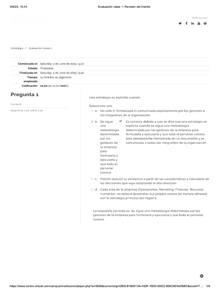 Evaluación 1 Unidad 1 Estrategia | PDF
