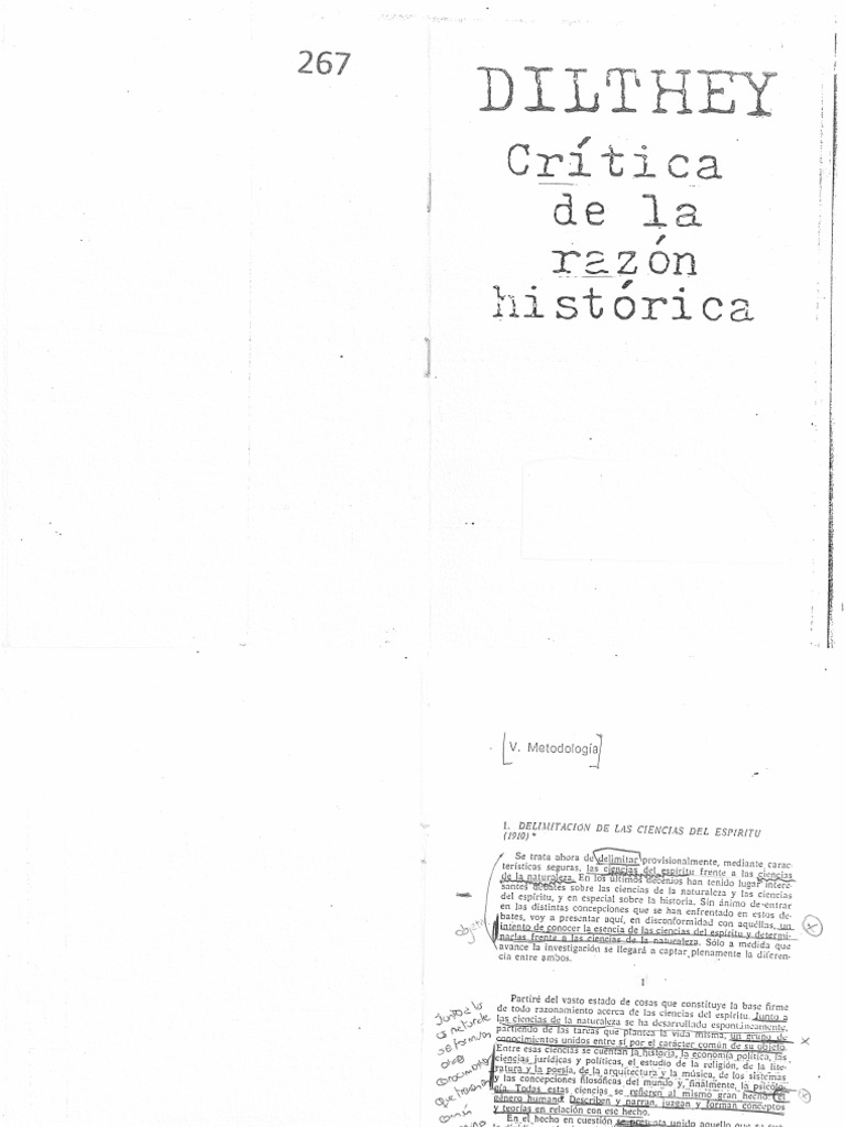 Dilthey - critica de la razon historica | PDF