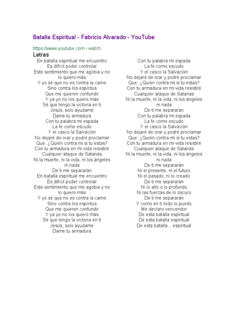 Batalla Espiritual: Letra y Victoria | PDF