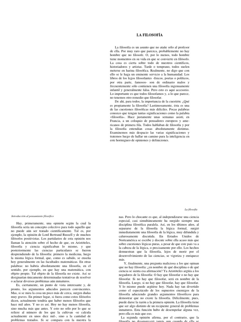 Introducción a la Filosofía de Bochenski | PDF | Metafísica | Pensamiento