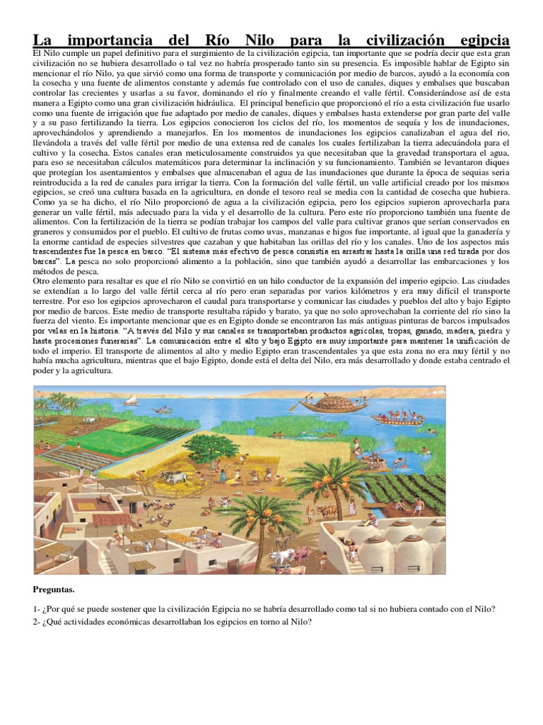 La Importancia Del Río Nilo para La Civilización Egipcia El Nilo Cumple Un Papel Definitivo para ...