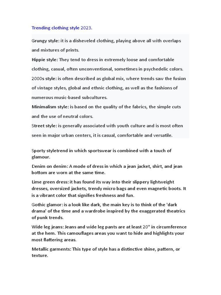 English Project | PDF | Clothing | Trousers