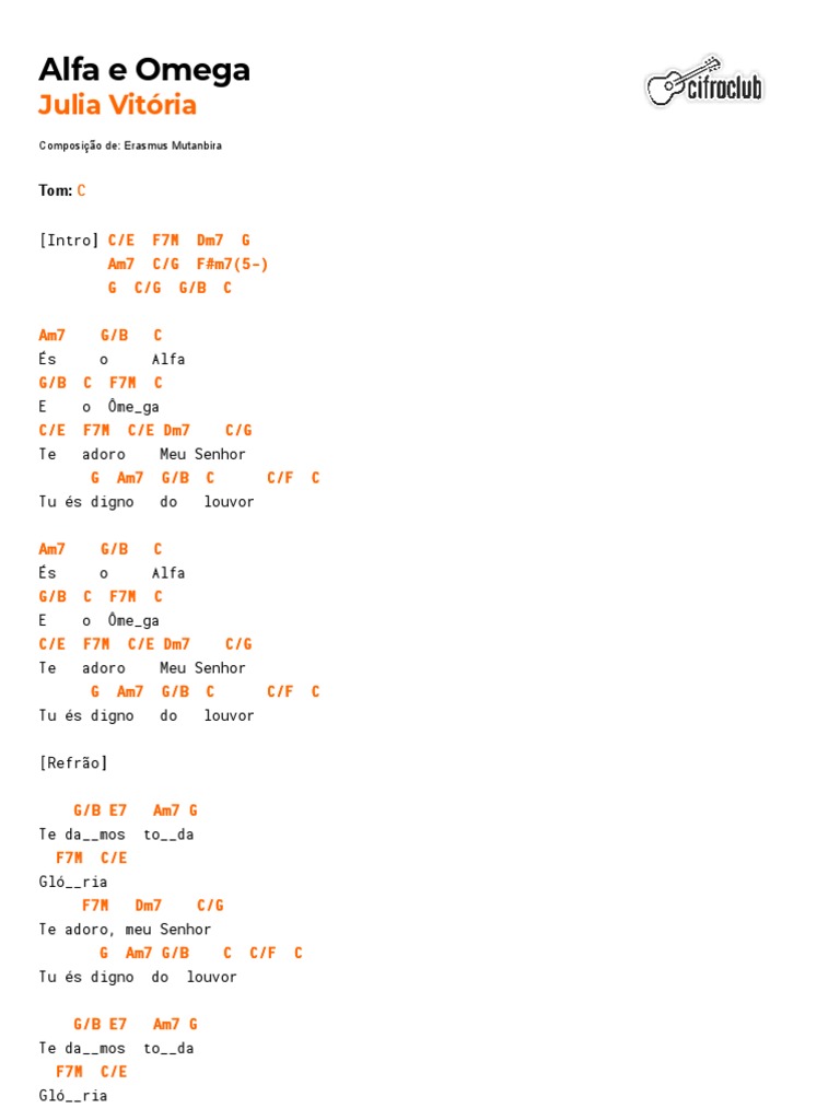 Cifra Club - Julia Vitória - Alfa e Omega | PDF