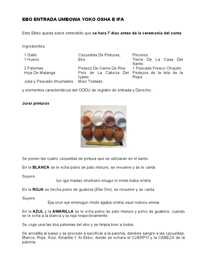 Ebbo de Entrada y Ceremonia Yoruba | PDF | Santeria | Religión étnica