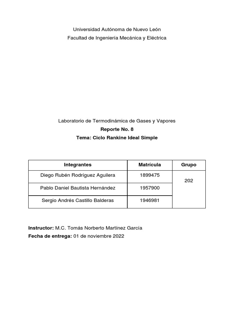 Práctica No.8 - Lab de Termo de Gases y Vapores | PDF