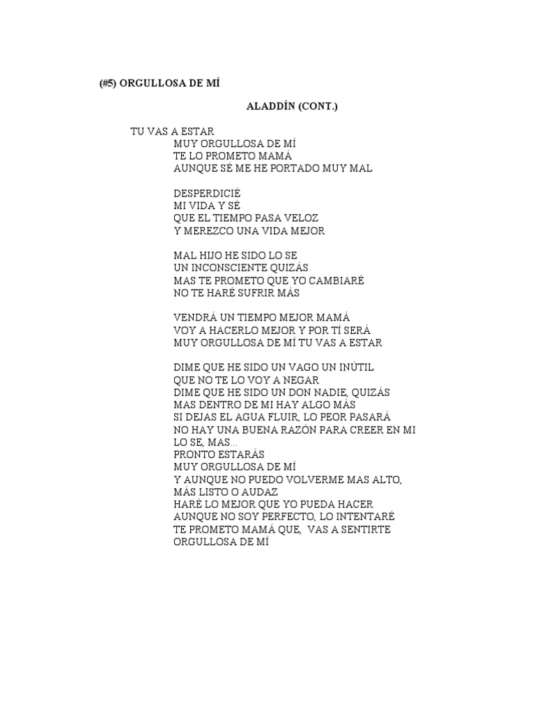 Letra Orgullosa de Mi | PDF