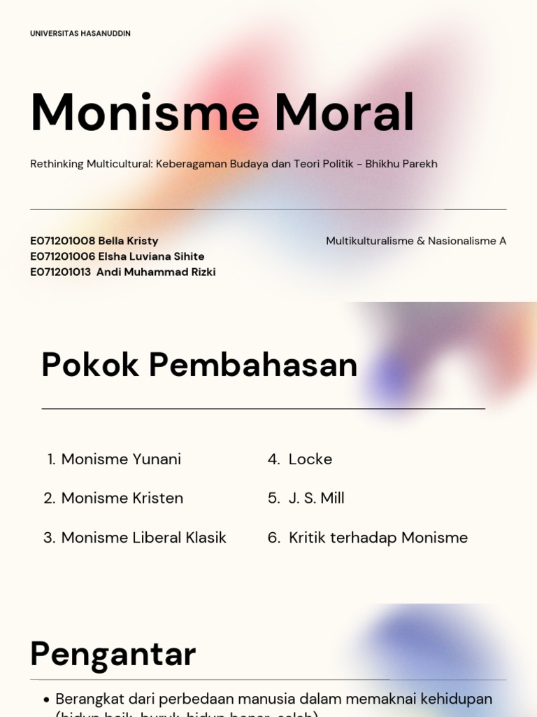 Monisme Moral Yunani, Kristen, Liberal | PDF | Politik