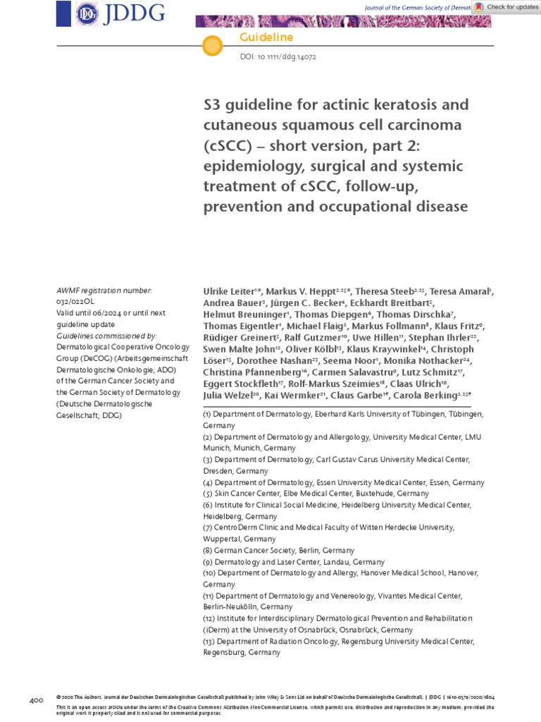 J Deutsche Derma Gesell - 2020 - Leiter - S3 Guideline For Actinic Keratosis and Cutaneous ...