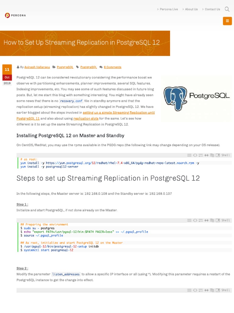 How To Set Up Streaming Replication In Postgresql 12 Percona Database