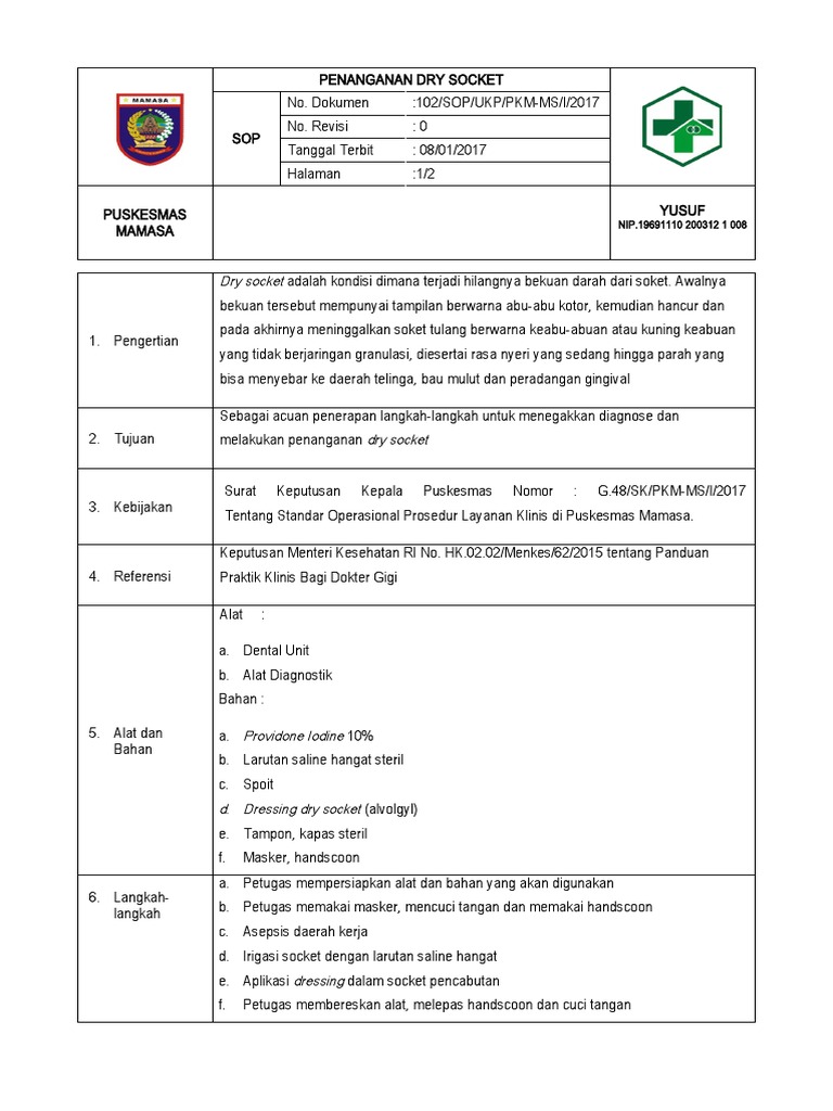 102 Sop Penanganan Dry Socket | PDF