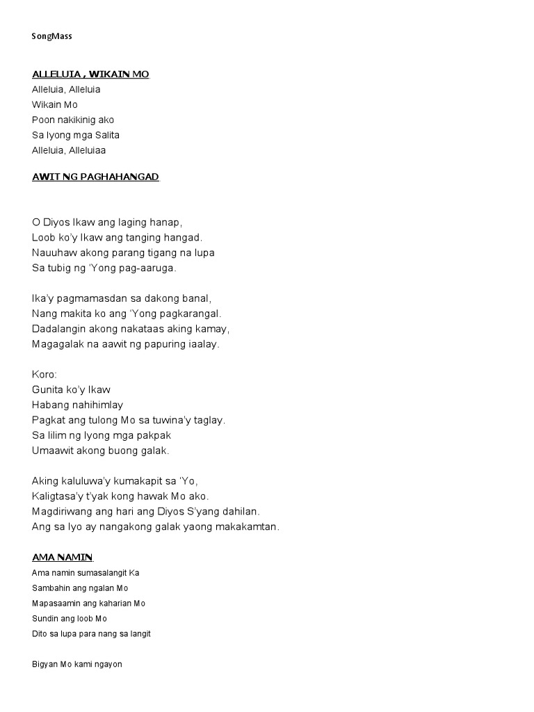 SongMass Tagalog | PDF