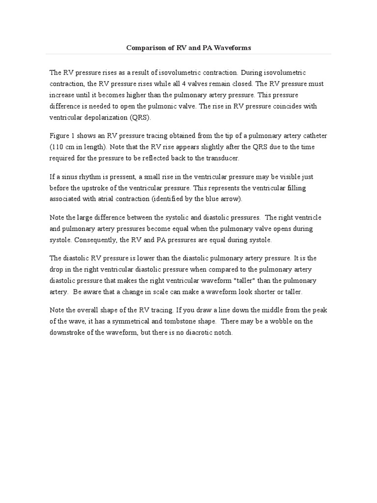 Comparison of RV and PA Waveforms | PDF | Diastole | Ventricle (Heart)