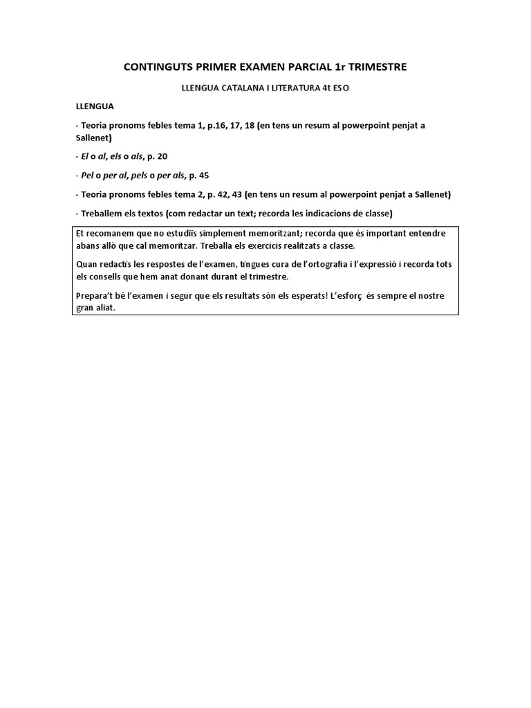 Continguts 1r Parcial 1r Trimestre | PDF