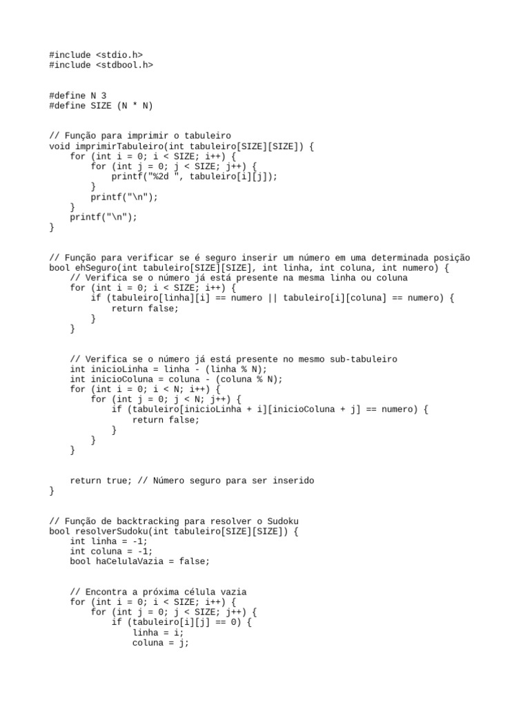 ESD - Backtracking Sudoku | PDF | Algoritmos e estruturas de dados | Algoritmos