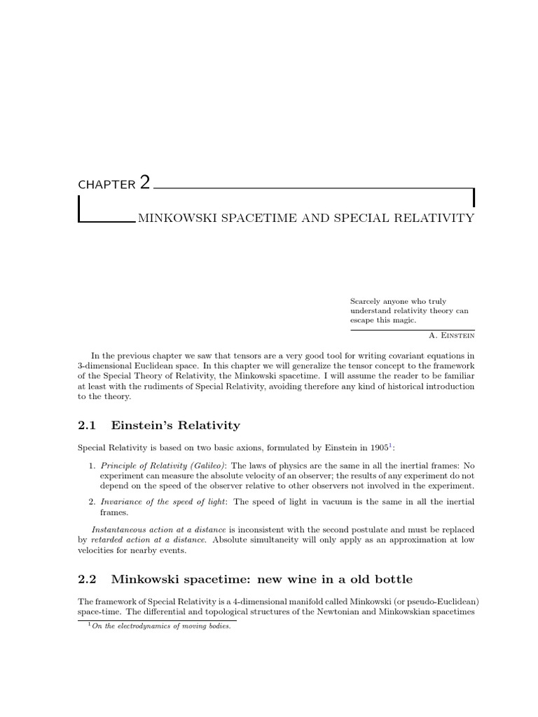 2 - Minkowski Spacetime & SR | PDF | Special Relativity | Spacetime