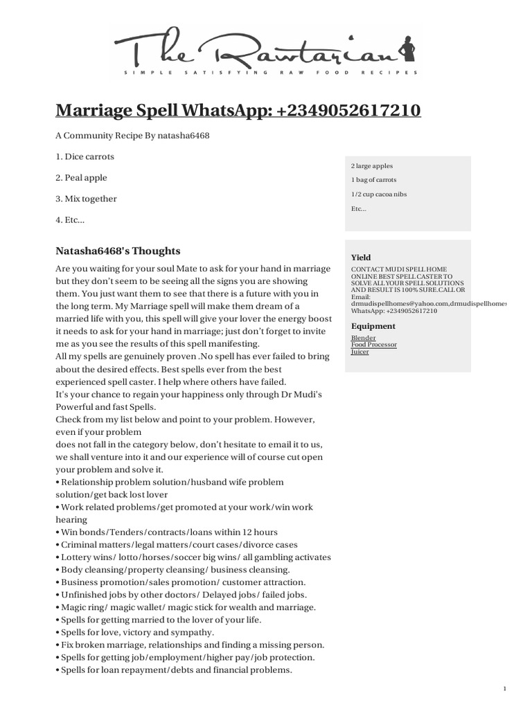 Marriage Spell Whatsapp 2349052617210 | PDF